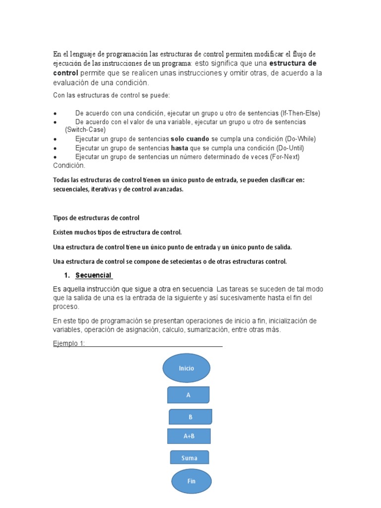 En El Lenguaje de Programación Las Estructuras de Control Permiten Modificar El Flujo de ...