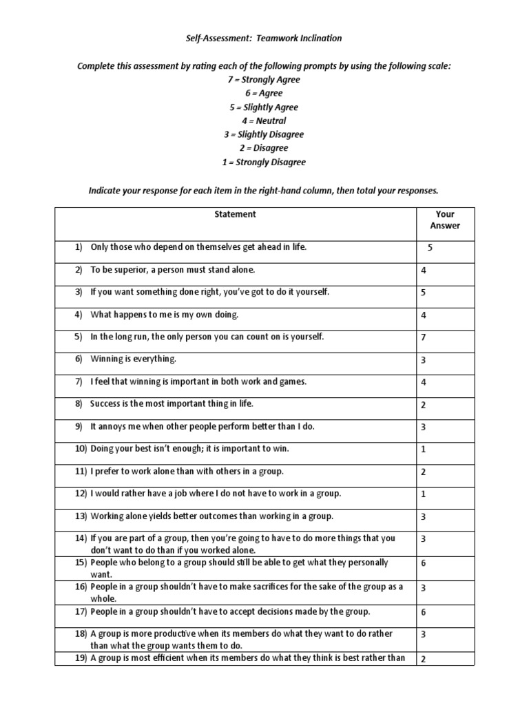 Ch. 9 Teamwork Inclination | PDF | Psychology | Psychological Concepts