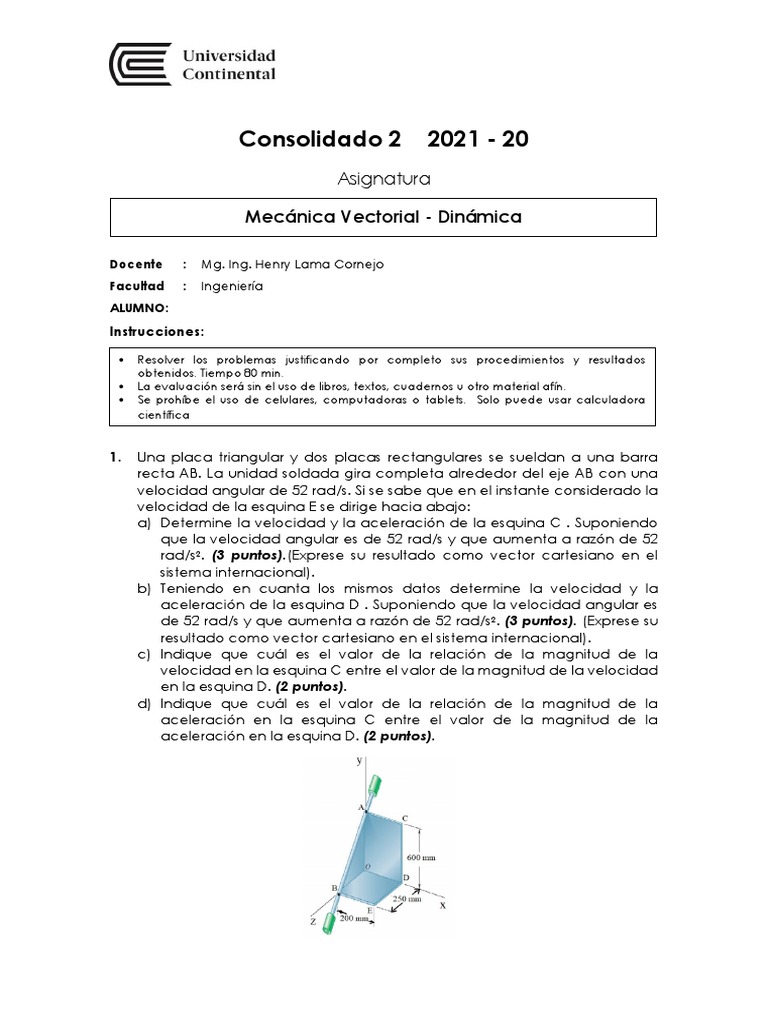 Consolidado 2 Mecanica Vectorial Dinámica 2021 20 | PDF | Vector Euclidiano | Velocidad