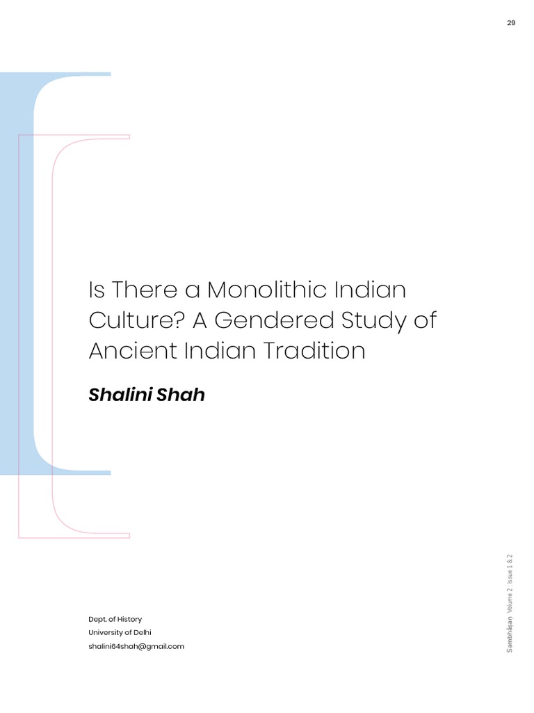 29 44 Is There A Monolithic Indian Culture A Gendered Study of Ancient ...