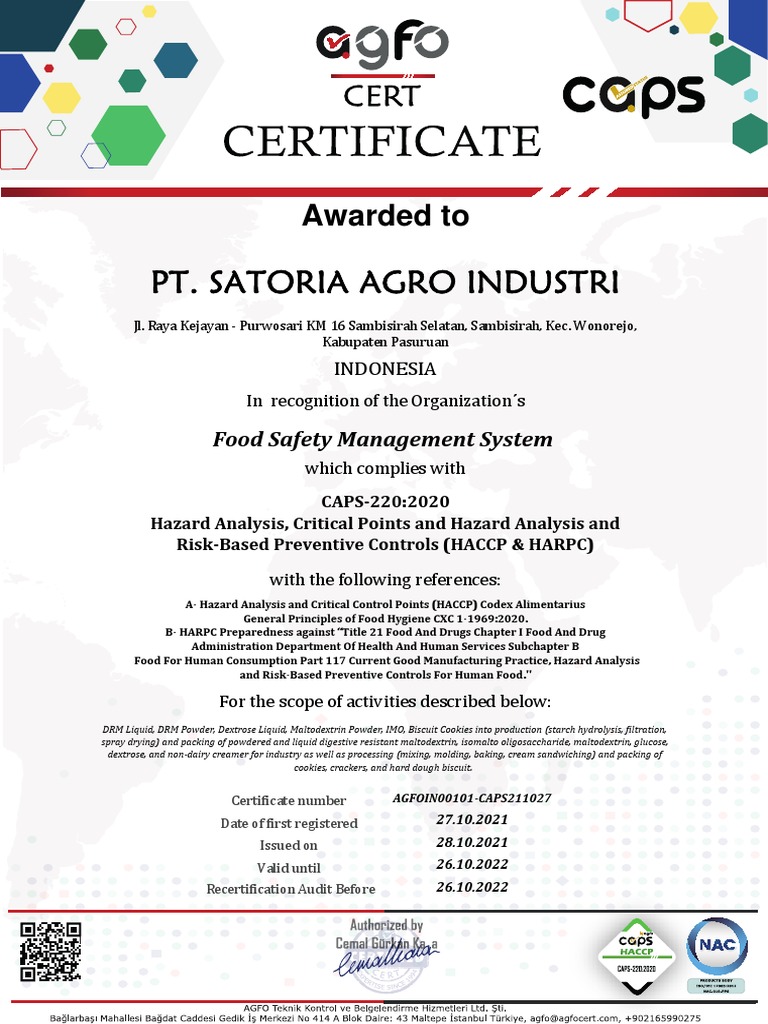 Certificate - CAPS 220.rev01 | PDF