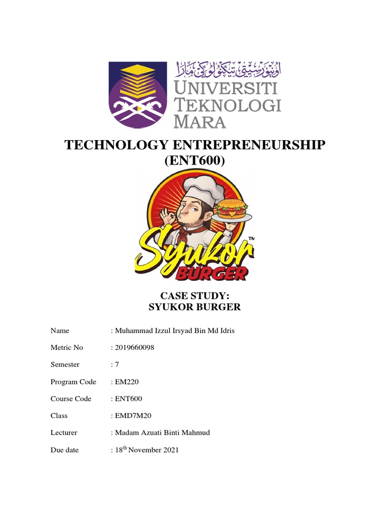 Muhammad Izzul Irsyad Bin MD Idris 2019660098 Assignment 1 Case Study ENT600 | PDF | Swot ...