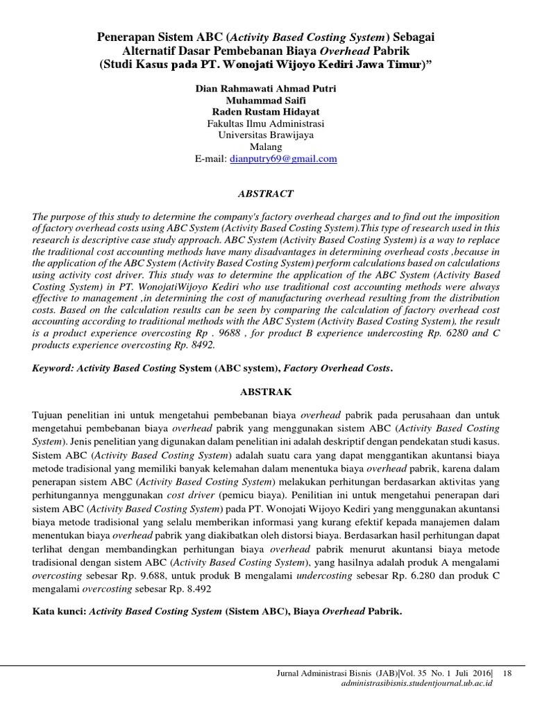 ID Penerapan Sistem ABC Activity Based Cost | PDF | Financial Services ...