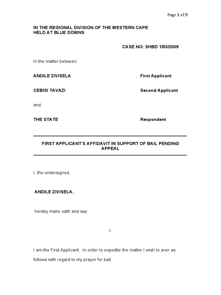 Bail Affidavit 2 | PDF | Bail | Affidavit