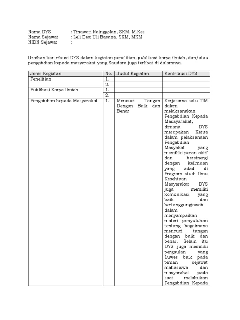 Format Kontribusi Sejawat Dan DYS | PDF