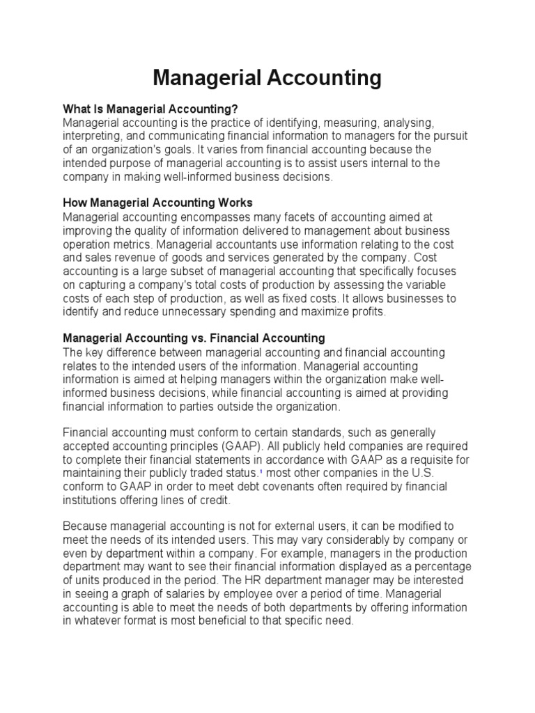 What Is Managerial Accounting? | PDF | Management Accounting | Accounting