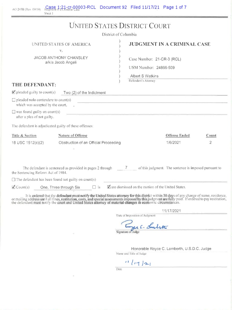 Jacob Chansley Lawsuit Document | PDF