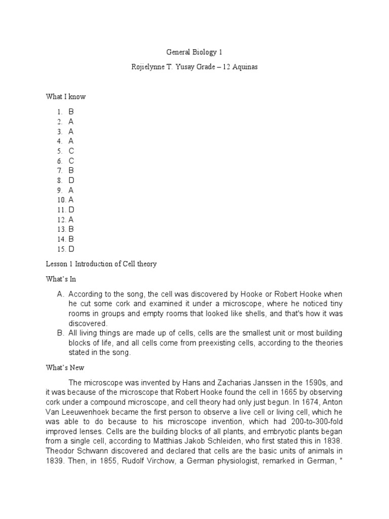 General Biology 1 Module 1 | PDF | Eukaryotes | Cell (Biology)