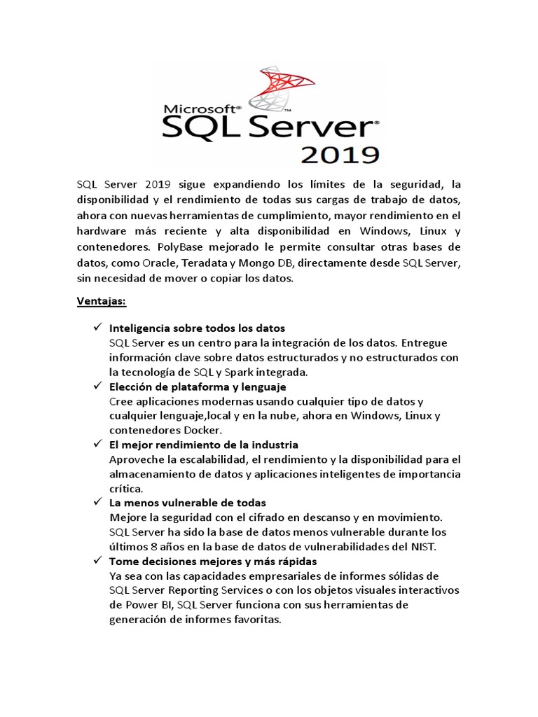 Pasos para Instalación SQL Server 2019 en Windows | PDF | Servidor SQL ...