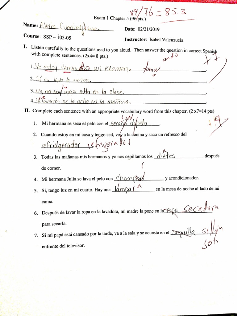 Spanish 2 Exam | PDF