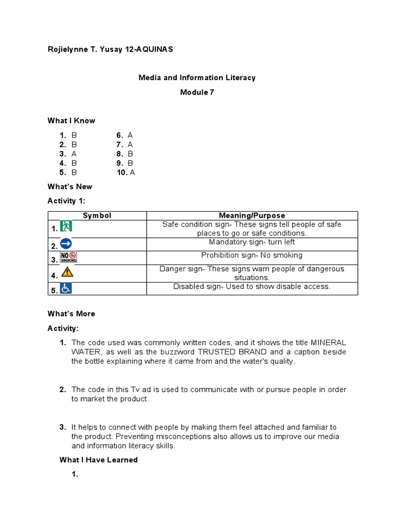 Media and Information Literacy Module 7 | PDF