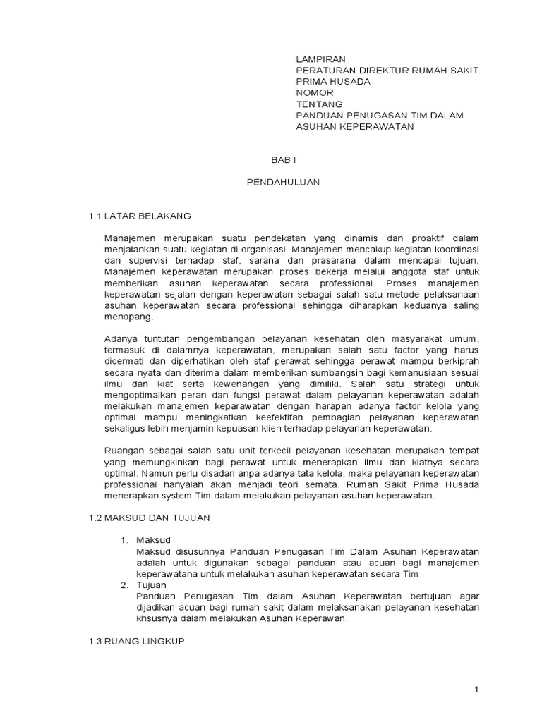 Isi Panduan Penugasan Tim Dalam Asuhan Keperawatan | PDF