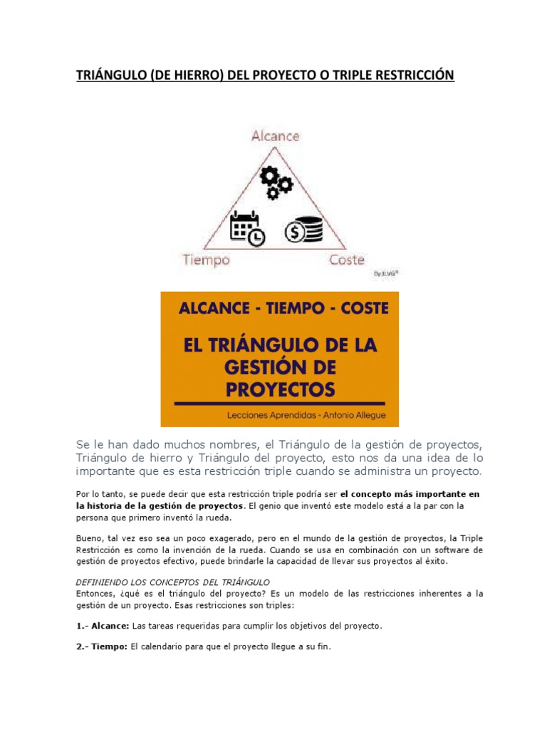 2 Triángulo Del Proyecto | PDF | Presupuesto | Gestión de proyectos