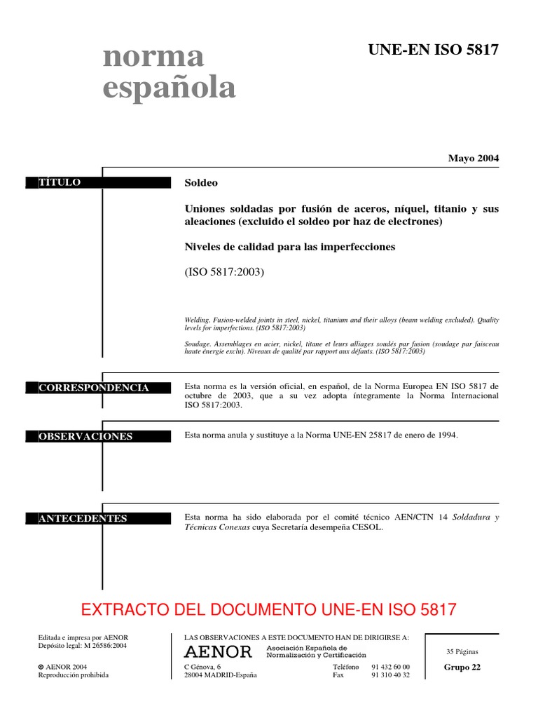 Iso 5817 | PDF | Construcción | Soldadura
