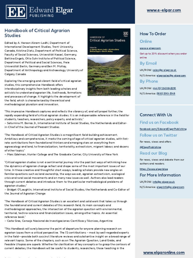Handbook of Critical Agrarian Studies | PDF | Science | Academia Handbook of Critical Agrarian Studies | PDF | Science | Academia