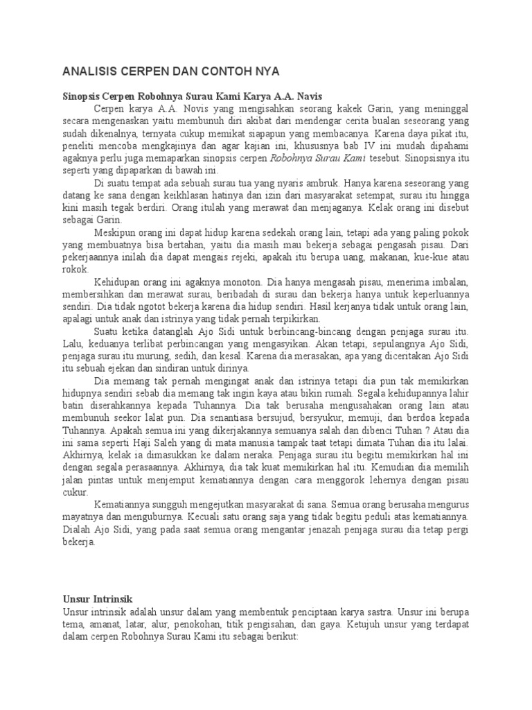 Analisis Cerpen Dan Contoh Nya | PDF