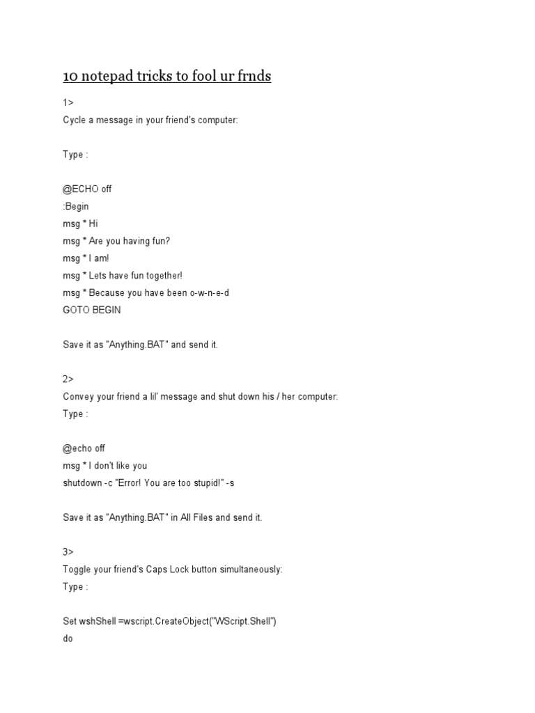 10 Notepad Tricks To Fool Ur Frnds | PDF | Computer Virus | Computer File