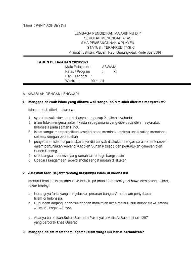 Kelvin - Pts Aswaja | PDF | Agama & Spiritualitas