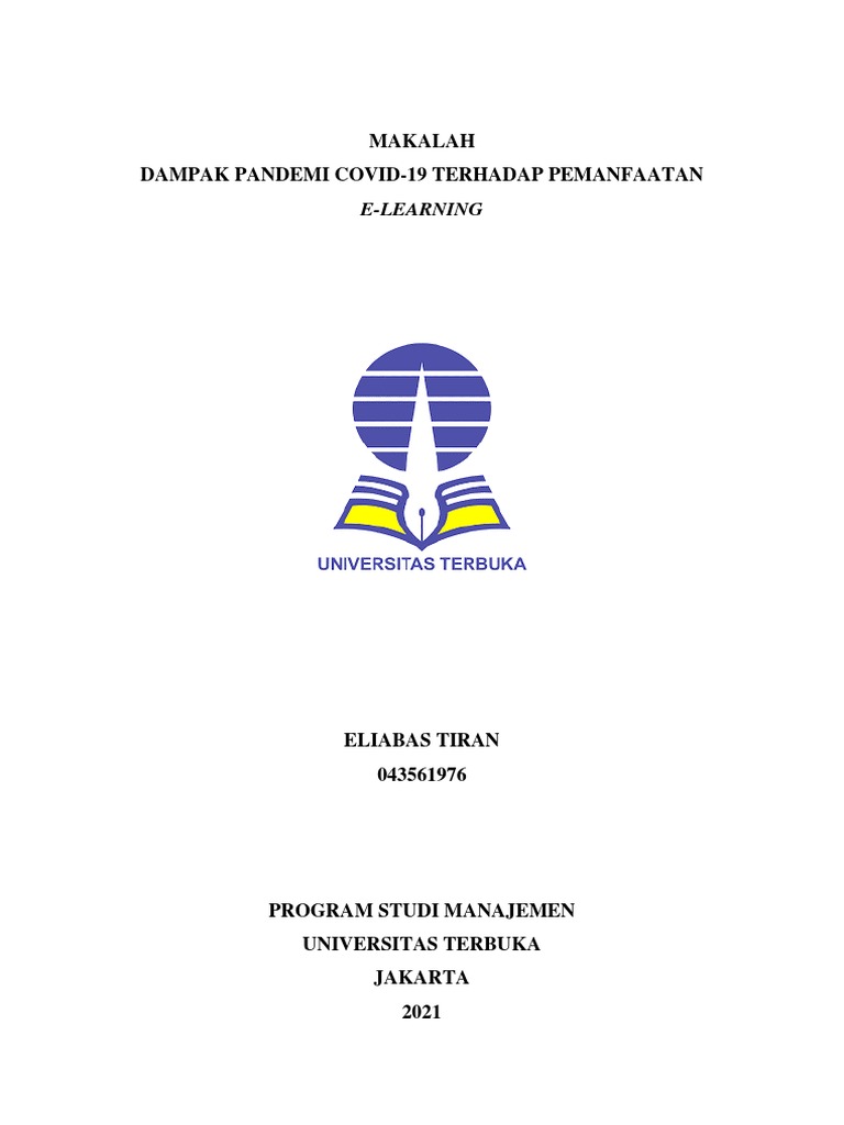 Makalah E-Learning Pada Masa Pandemi Covid-19 | PDF