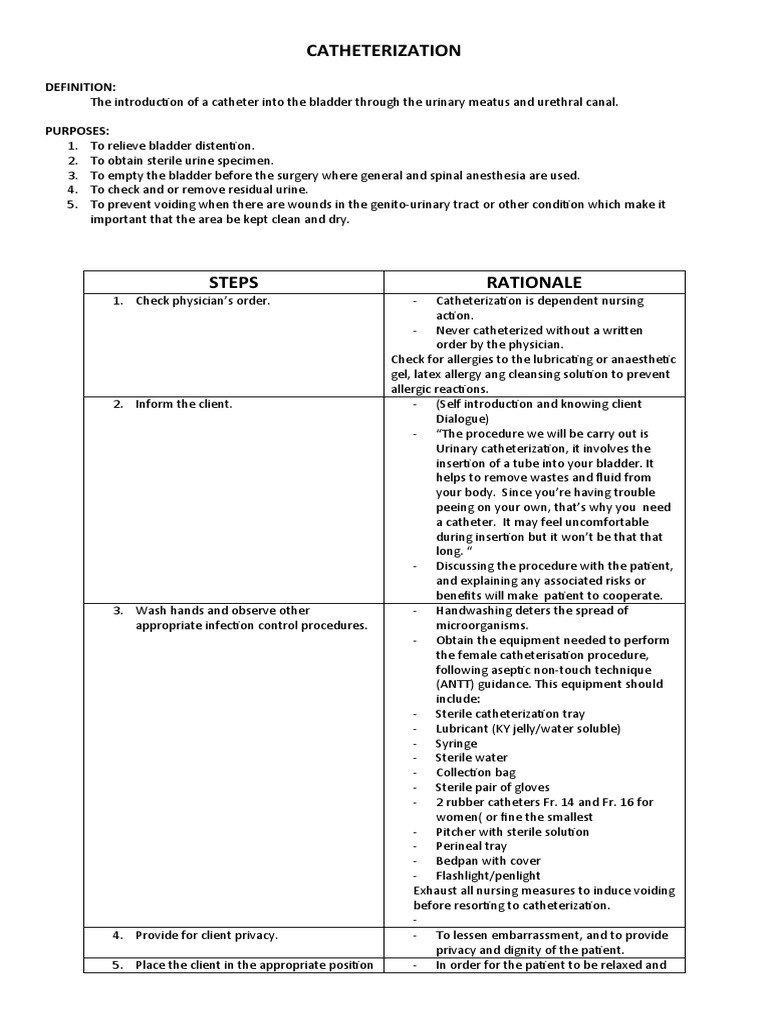 Foley Catheterization Insertion and Removal | PDF | Catheter | Clinical ...