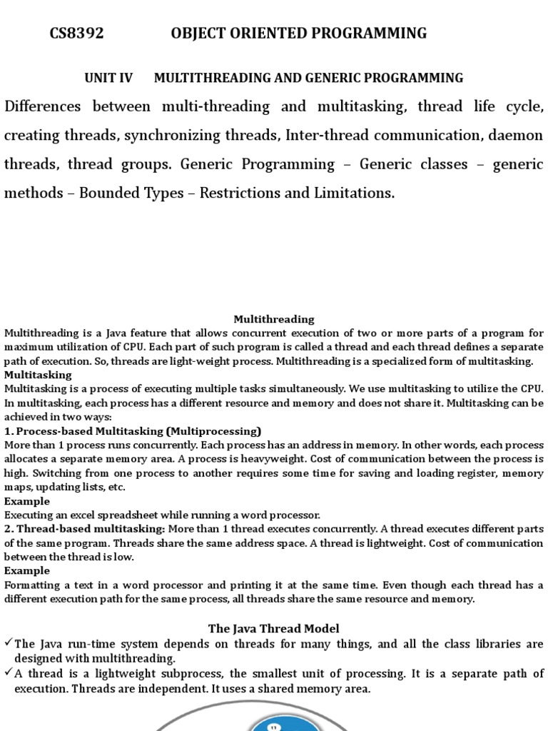 Multithreading And Generic Programming Pdf Process Computing Class Computer Programming 