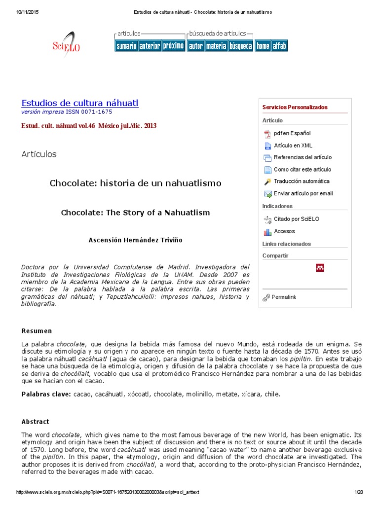 Estudios de Cultura Náhuatl y El Chocolate | PDF | Mesoamérica | Chocolate