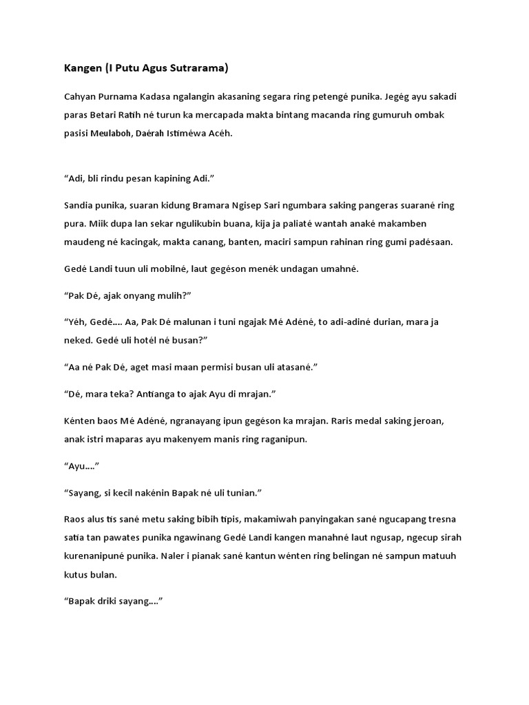 Cerpen Bahasa Bali Pdf