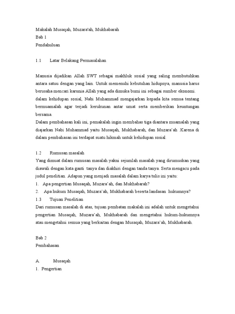 Makalah Musaqah | PDF