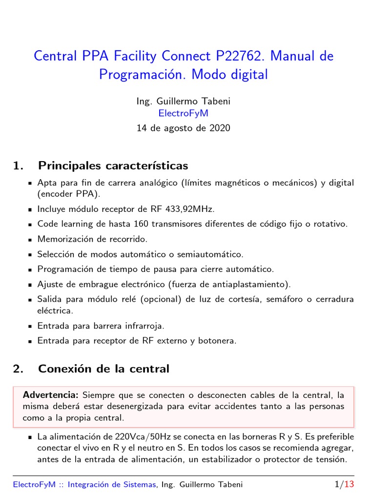 Manual Ppa Facility Connect | PDF | Relé | Control remoto