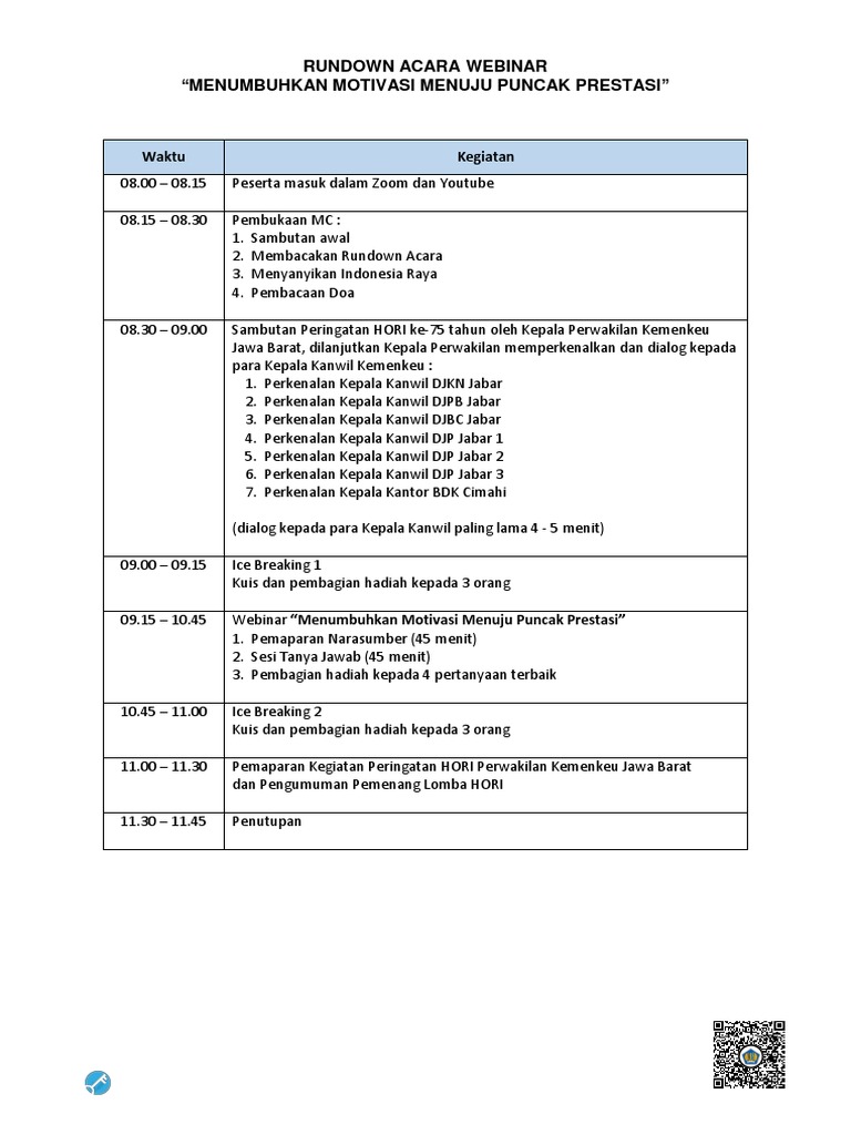 Rundown Acara Webinar | PDF