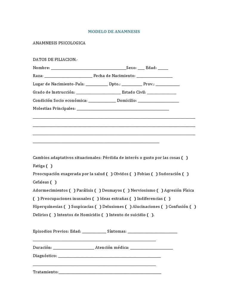 Modelo de Anamnesis | PDF | Medicina | Reproducción humana