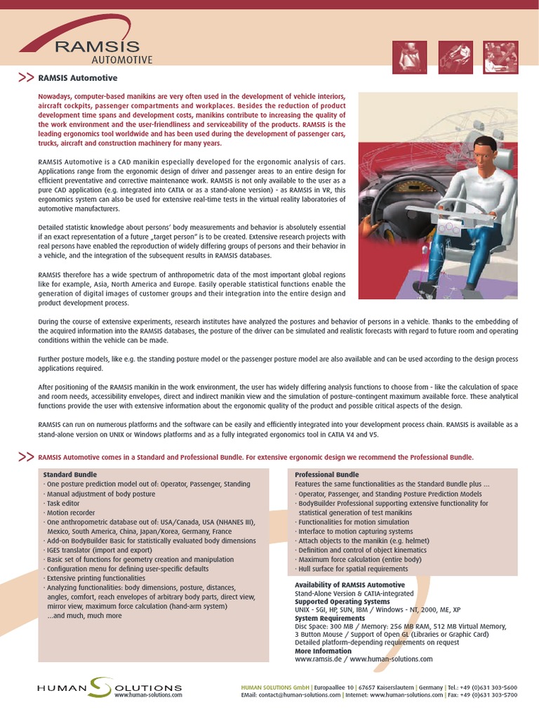 RAMSIS Automotive: Professional Bundle Standard Bundle | PDF | Human ...