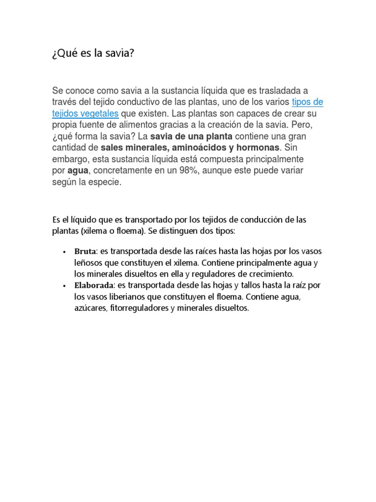 Qué es la savia | PDF