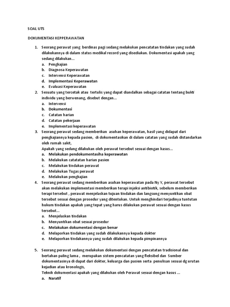 Soal Uts Dokper | PDF | Kesehatan Holistik | Sains & Matematika