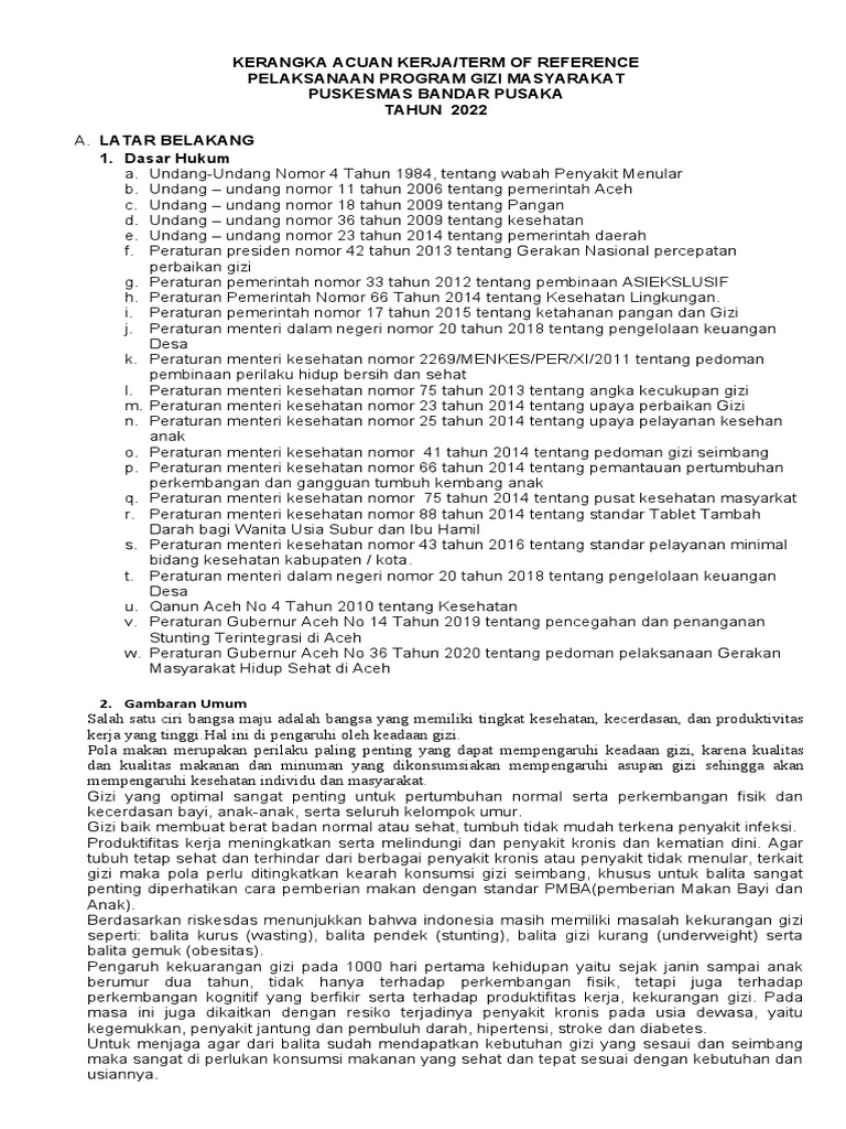 2.tor Yang Benar 2022 Gizi | PDF