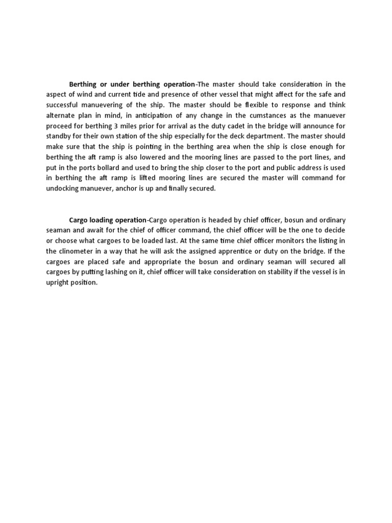 Ship Berthing and Cargo Operations | PDF | History