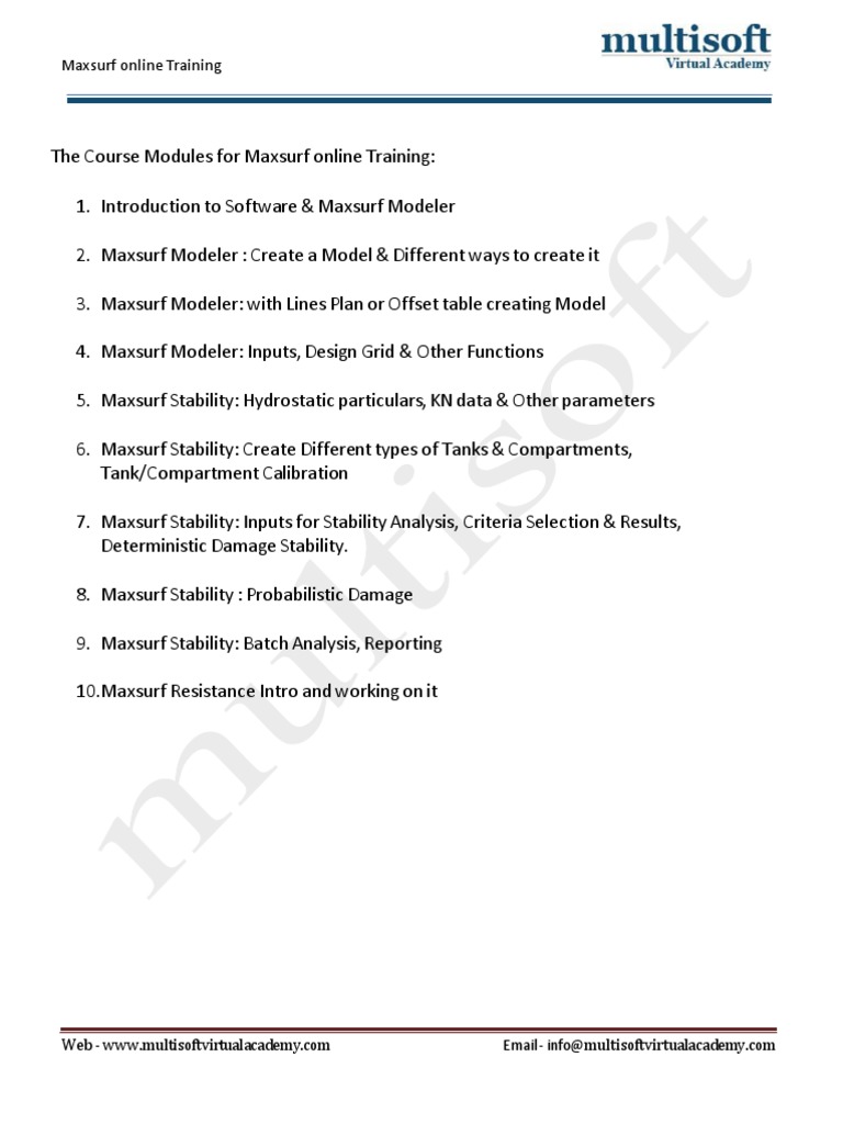 Maxsurf Training Course Content | PDF