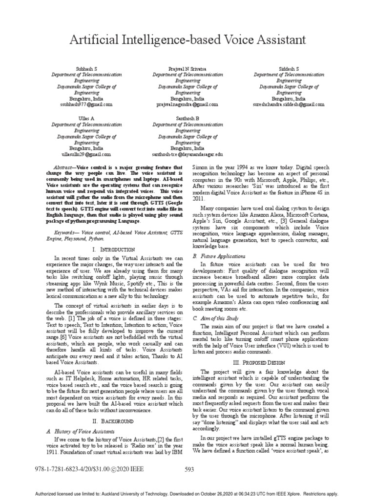 AI-Based Voice Assistant Development | PDF | Speech Recognition | Computer Science