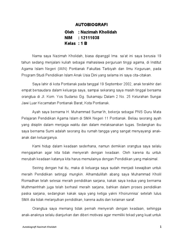 Contoh AUTOBIOGRAFI | PDF