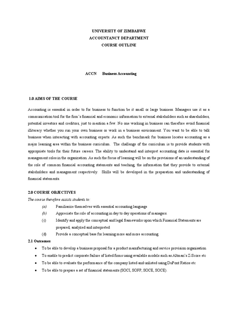 Business Accounting Course Outline 2021 | PDF | International Financial ...
