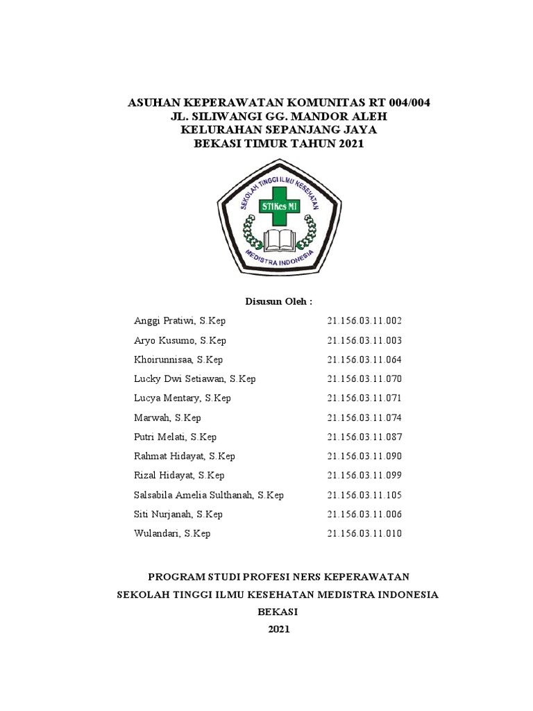 Askep Komunitas Bektim 1 RT 004 Sepanjang Jaya | PDF | Kesehatan Holistik