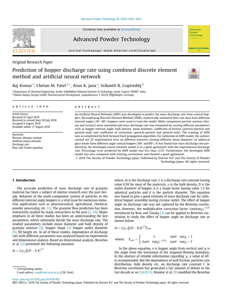 Advanced Powder Technology: Raj Kumar, Chetan M. Patel, Arun K. Jana ...