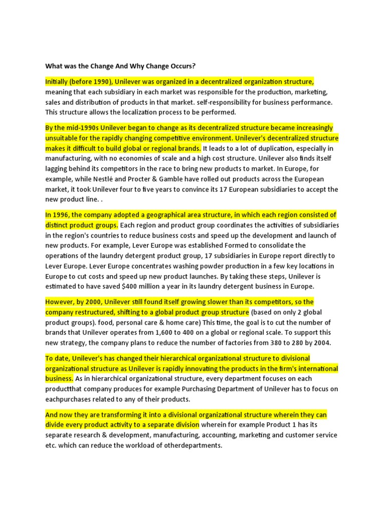 What Was The Change and Why Change Occurs? | PDF | Unilever | Business