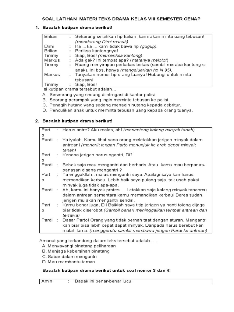 Soal Latihan Teks Drama | PDF