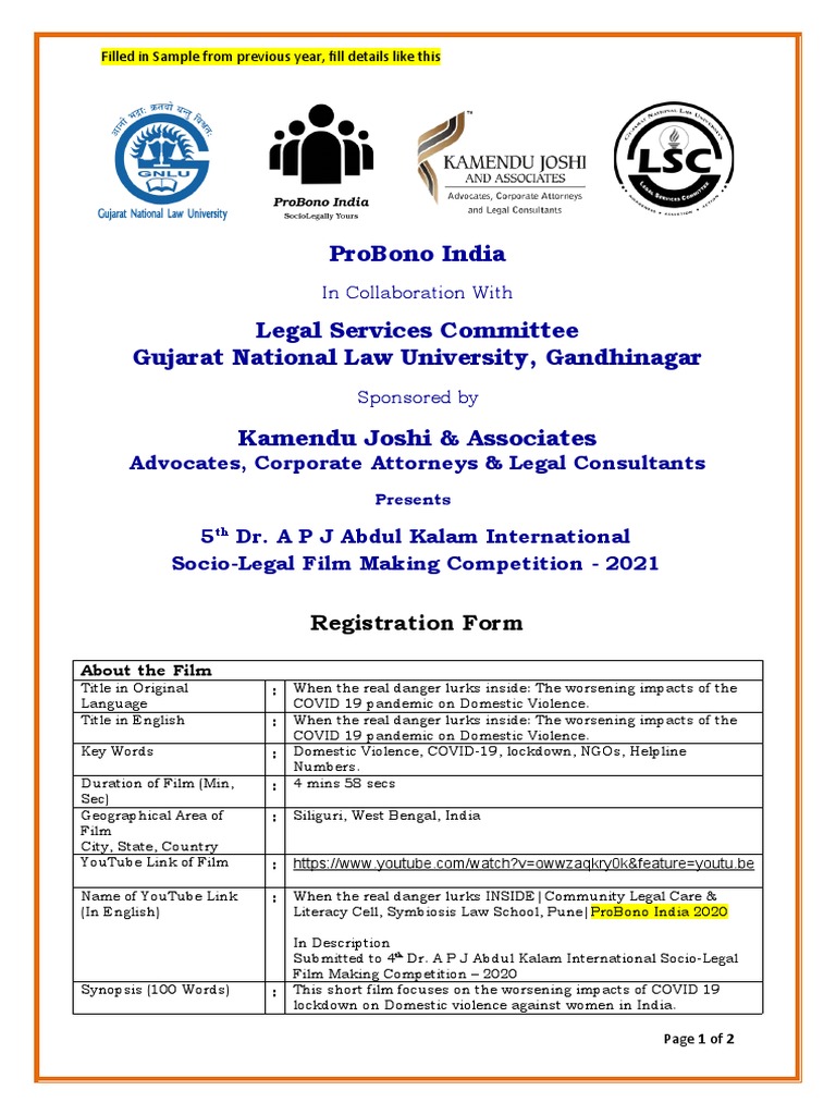 Film Making Registration Form | PDF | Justice | Crime & Violence