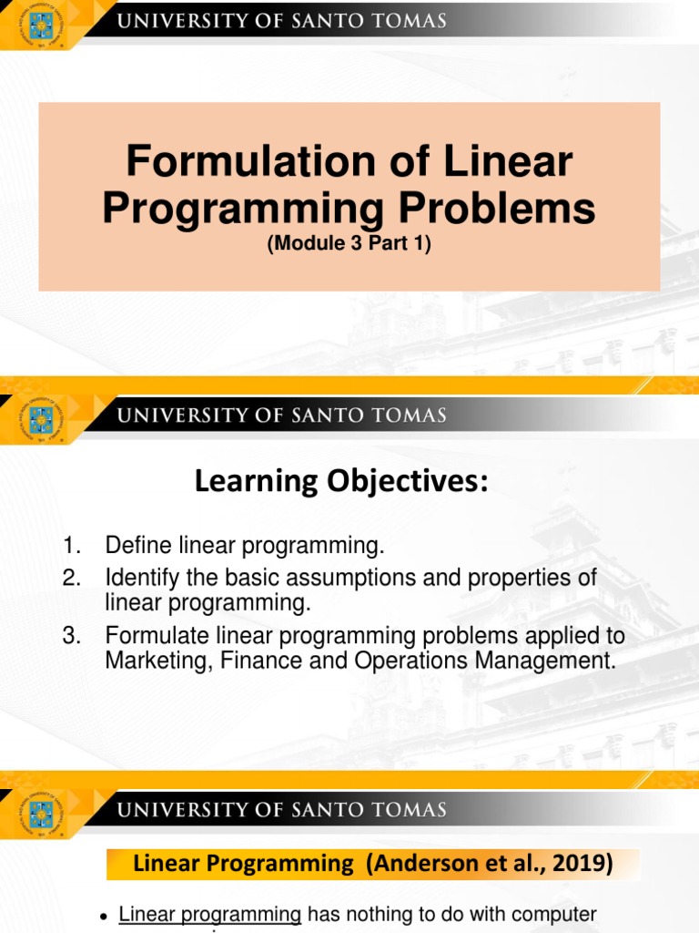 Module 3 Part 1formulation Of Lp Problems Pdf Linear Programming Mathematical Optimization