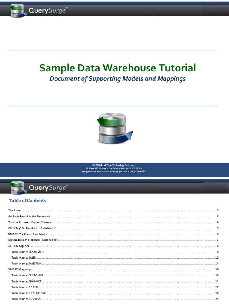 Sample Data Warehouse Tutorial: Document of Supporting Models and ...