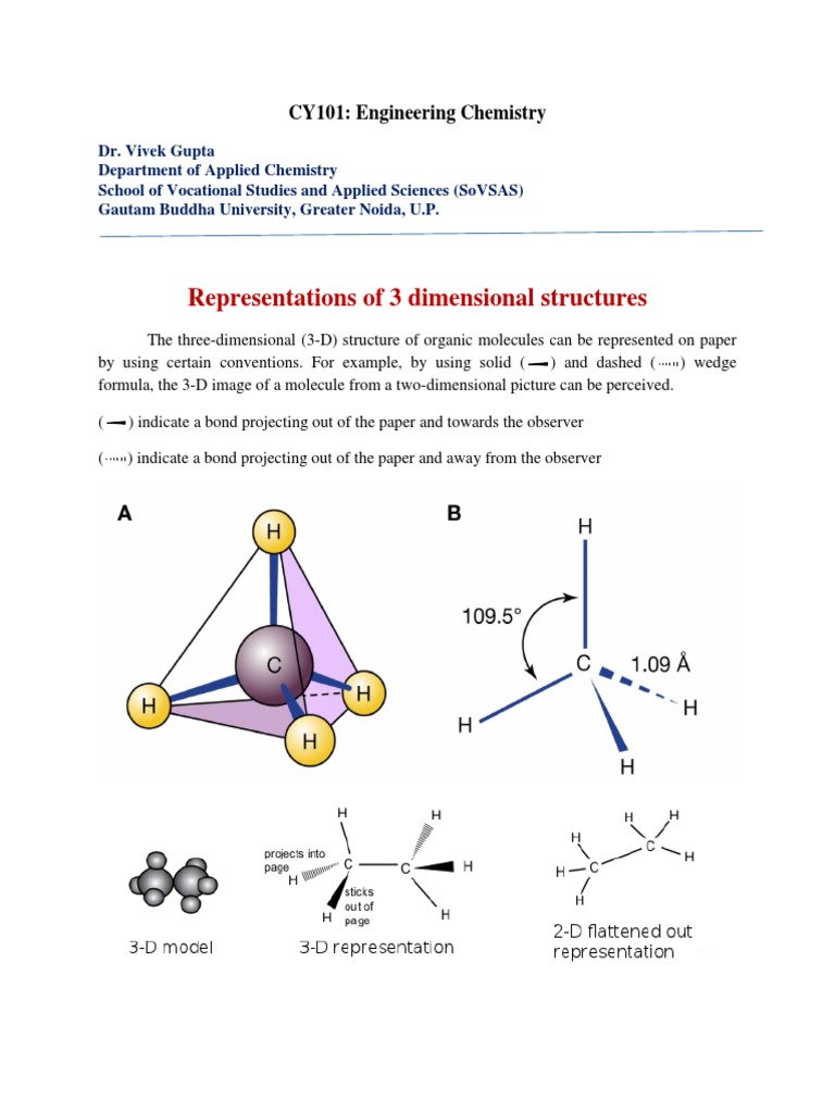 Representations of 3 Dimensional Structures: CY101: Engineering Chemistry | PDF | Conformational ...