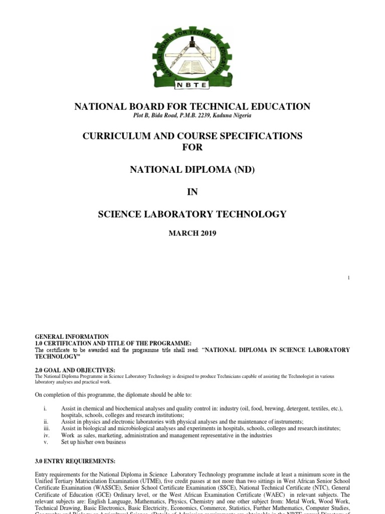 ND Science Laboratory Technology | PDF | Invertebrate | Curriculum
