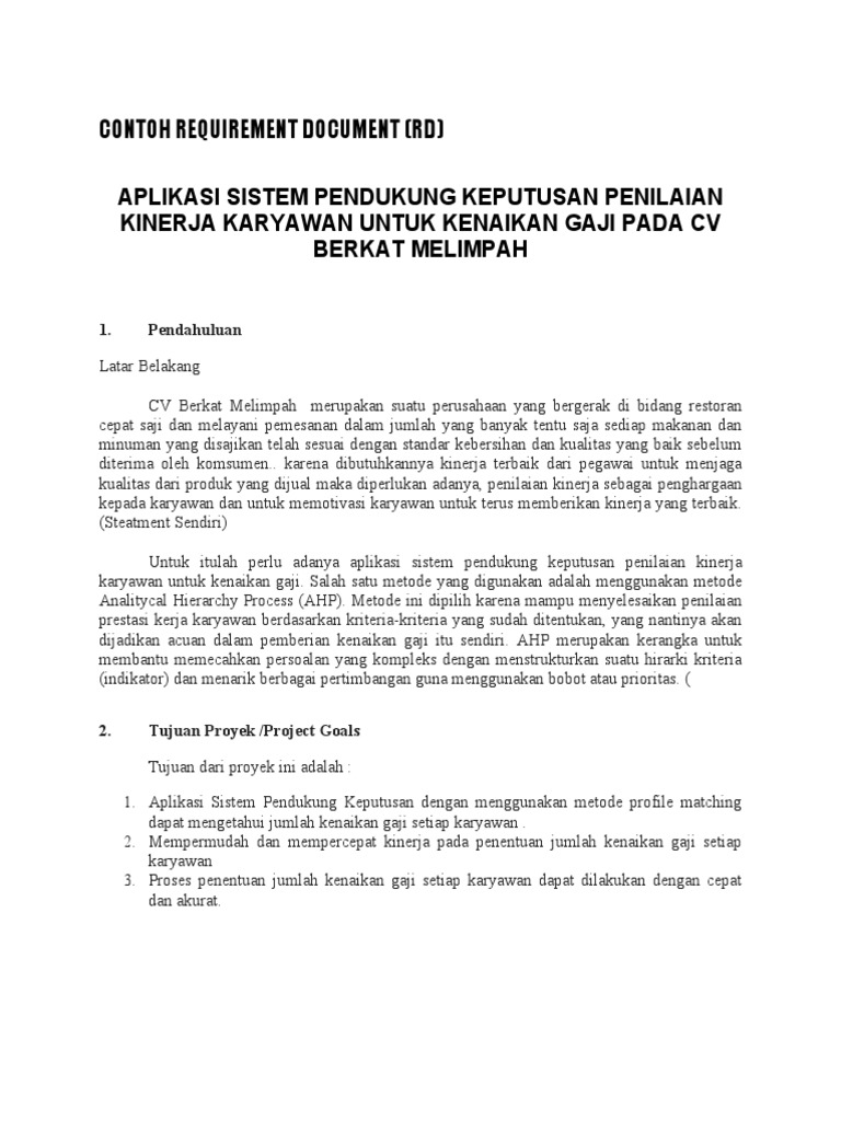 Contoh Requirement Document | PDF